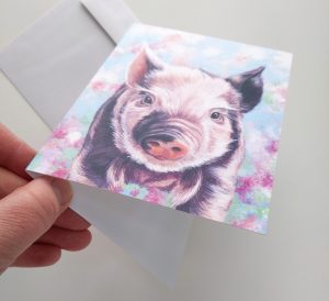Piglet Card- 4.25 x 5.5" - Printed Greeting Card - Blank inside ...