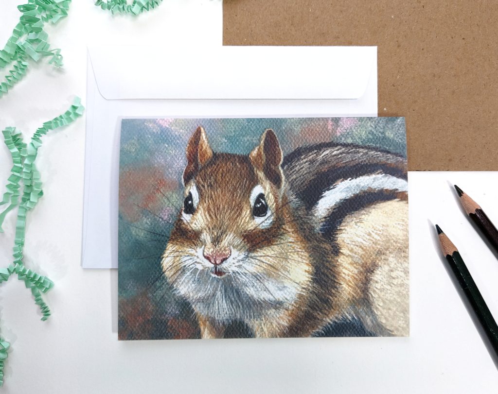 Chipmunk 4.25 x 5.5" Greeting Card- Blank inside, with envelope ...