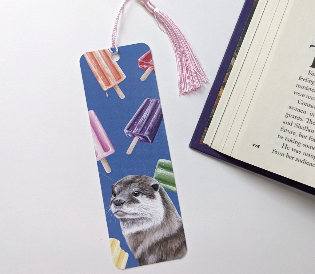 Sweet Tooth: Popsicle Otter 2x6 inch Bookmark. - Kristy Guenther Art