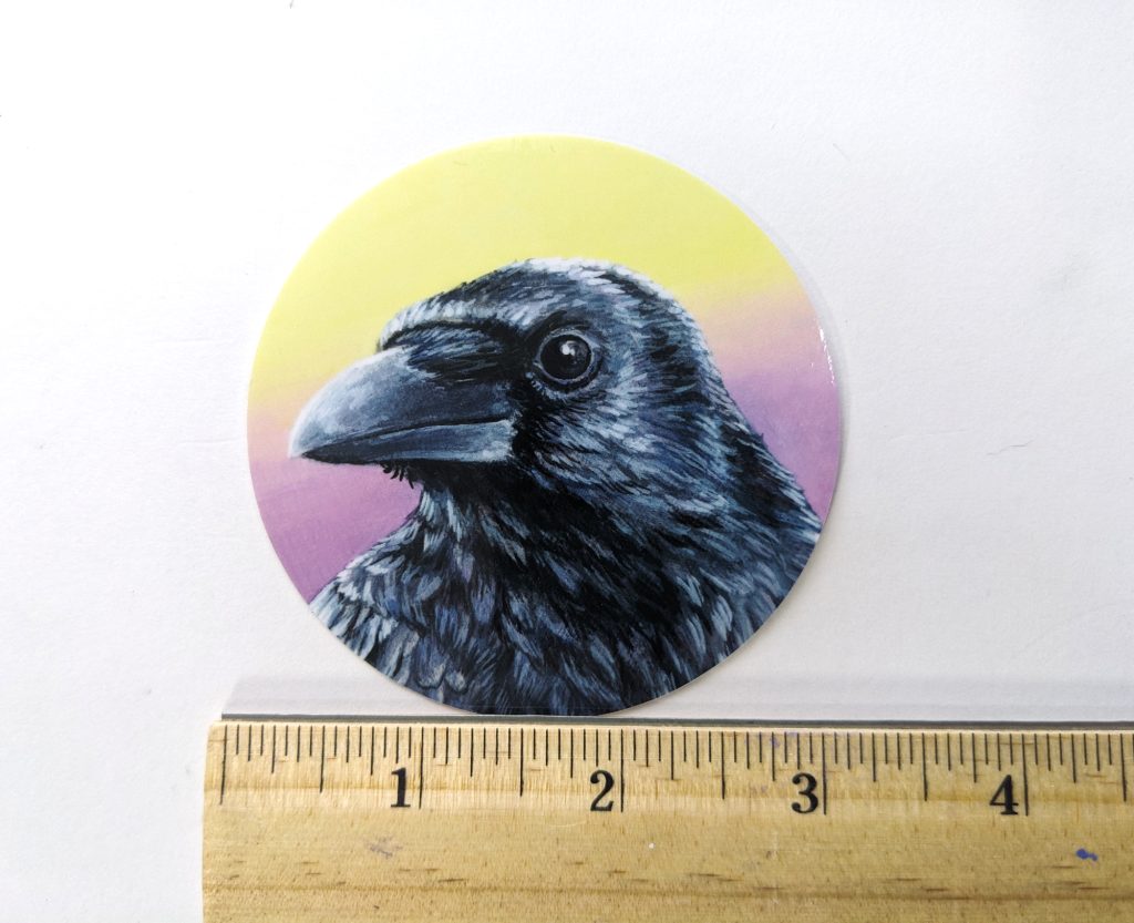 Raven Waterproof Sticker- 3 inch Circle - Kristy Guenther Art
