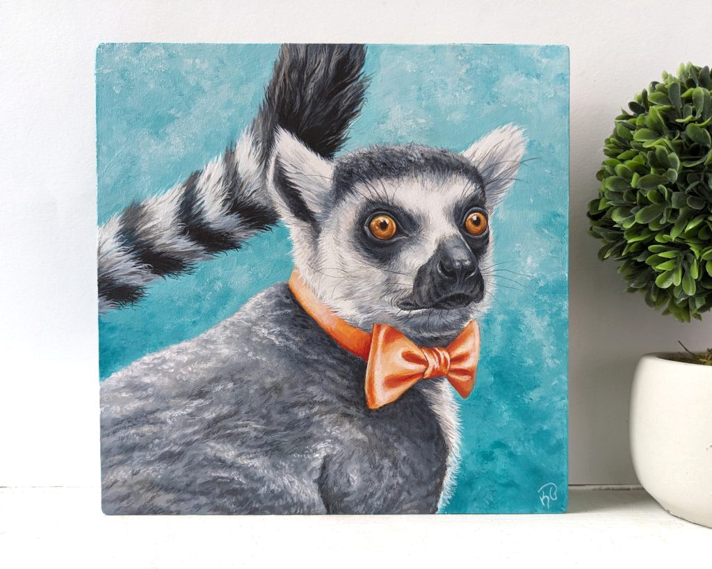 Lavish Lemur 8x8 inch Acrylic Painting - Kristy Guenther Art